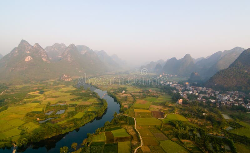 Li River valley stock photo. Image of river, rice, fields - 11607062