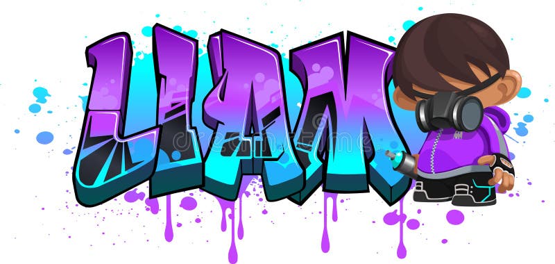 Liam Name Text Graffiti stock illustration. Illustration of street ...