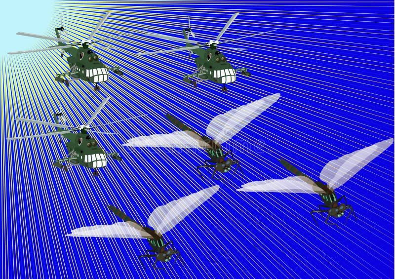 Libélulas y helicópteros stock de ilustración. Ilustración de ...