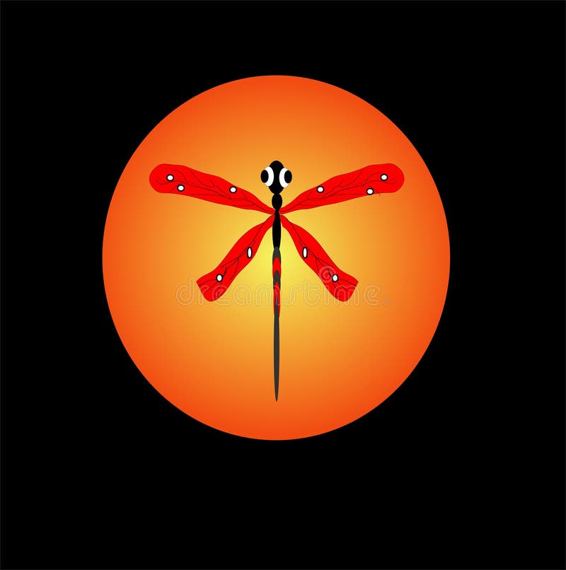 Libellule en rouge illustration de vecteur. Illustration du artistique ...