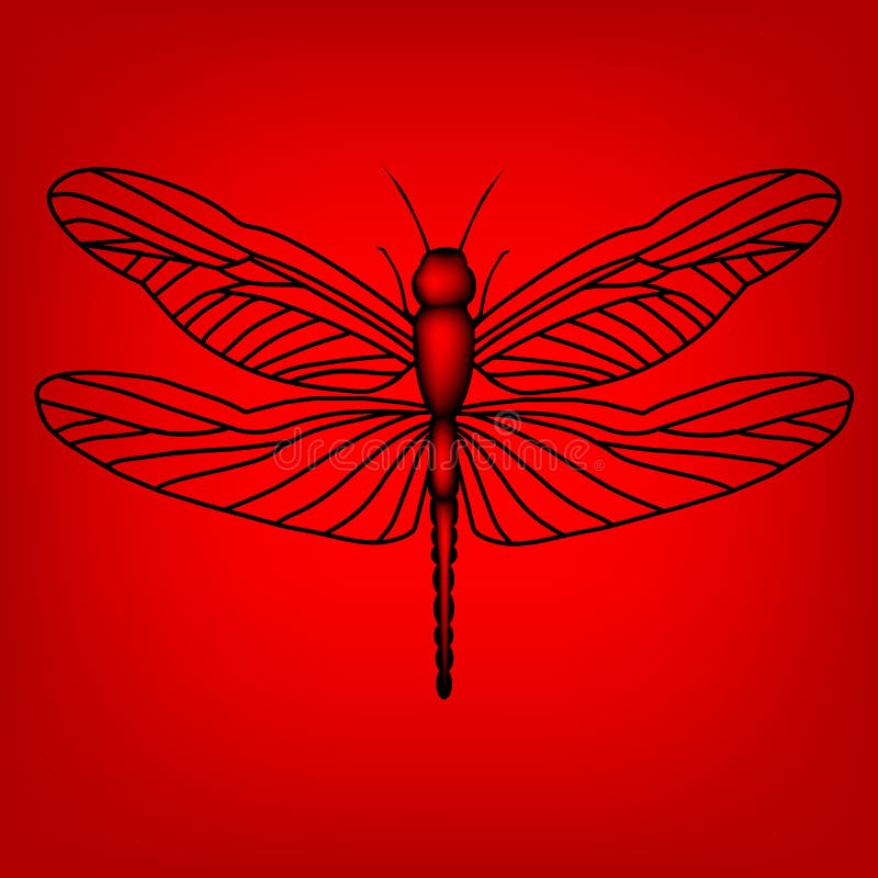 Libellule en rouge illustration de vecteur. Illustration du artistique ...