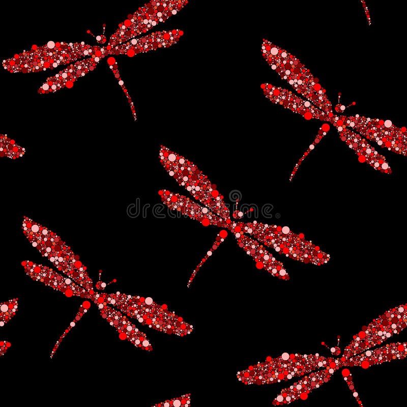 Libellule Rouge Sur Le Noir Illustration Stock - Illustration du ...