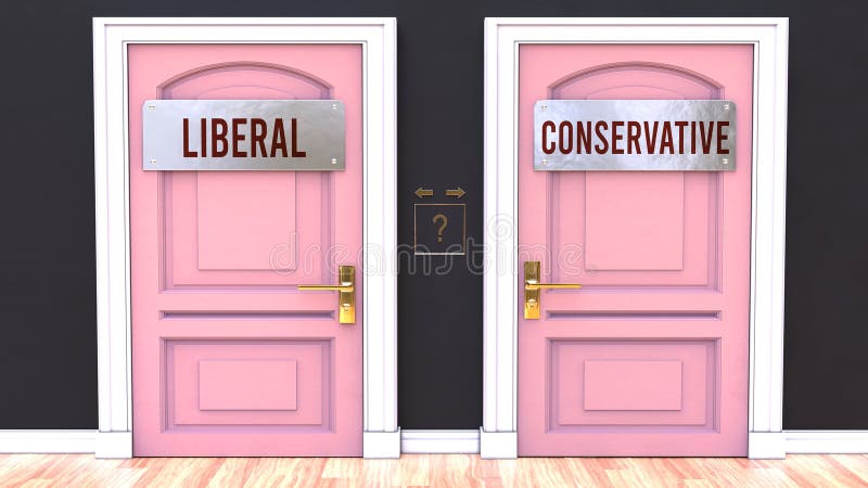 Conservative and Liberal As a Choice, Pictured As Words Conservative ...