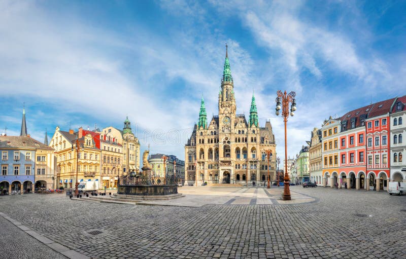 Liberec, Czechia. View of Main Square with Town Hall Stock Image ...