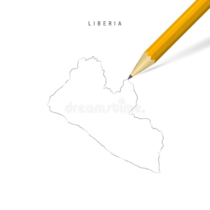 Liberia Vector Map Isolated On White Background High Detailed Black
