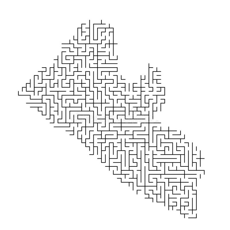 Liberia Map from Black Pattern of the Maze Grid. Vector Illustration ...