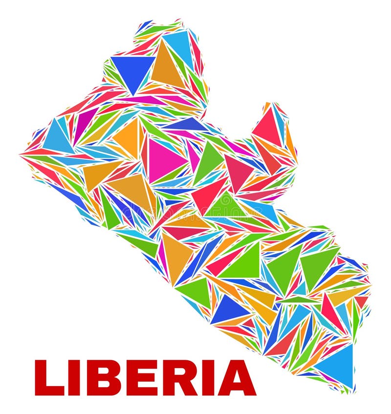 Liberia Map - Mosaic of Color Triangles Stock Vector - Illustration of ...