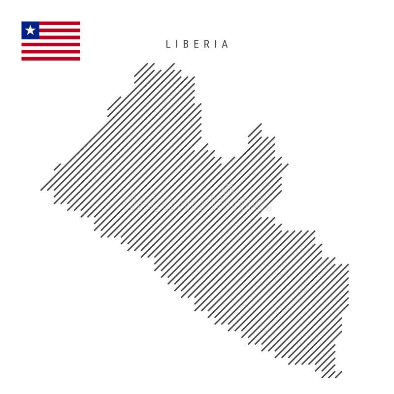 Liberia Map from Pattern of Black Slanted Parallel Lines. Flat Vector ...