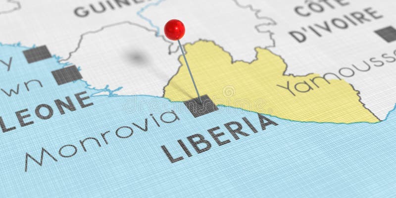 Liberia, Monrovia - Push Pin on Political Map Stock Illustration ...