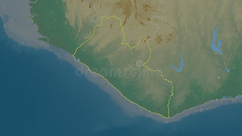 Liberia - overview. Relief stock illustration. Illustration of ...