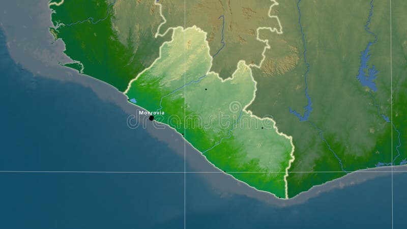 Liberia - Physical. Composition, Borders Stock Illustration ...