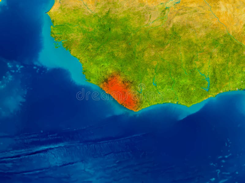 Liberia on physical map stock illustration. Illustration of republic ...