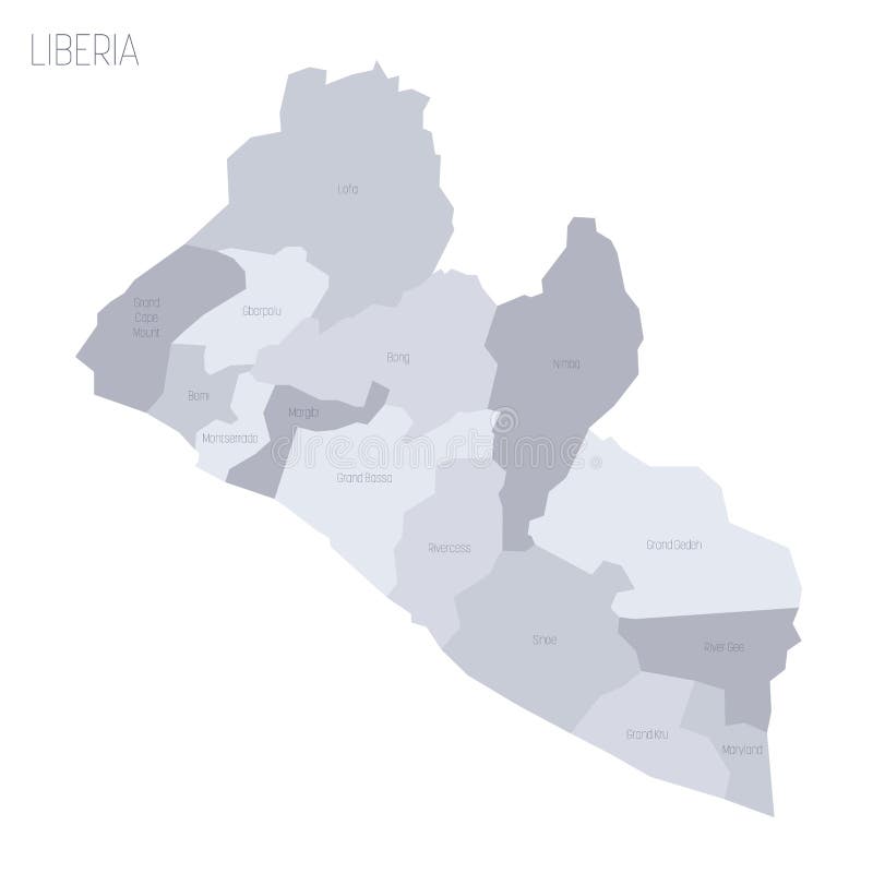 Liberia Political Map of Administrative Divisions Stock Vector ...