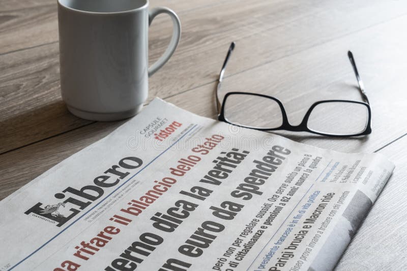 Libero Italian newspaper editorial photography. Image of black - 133477492