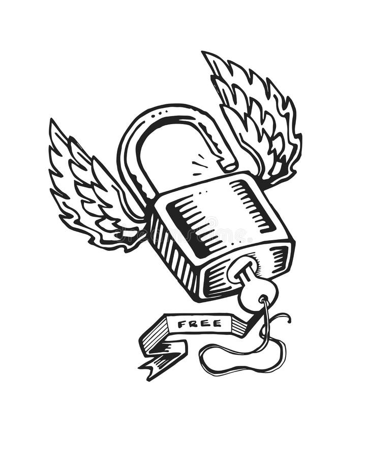 Liberté illustration stock. Illustration du ailes, cadenas - 48440732