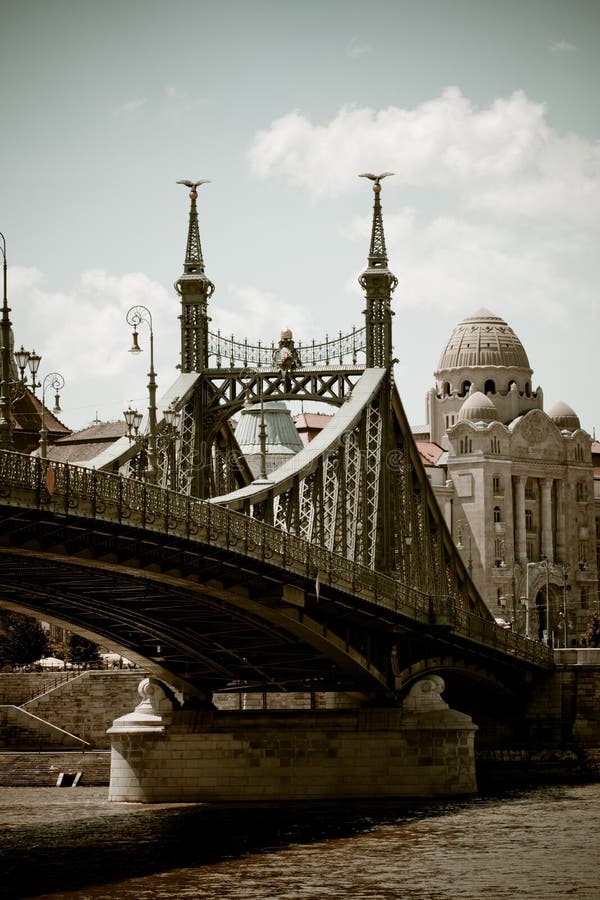 Liberty Bridge stock image. Image of franc, sepia, city - 26282279