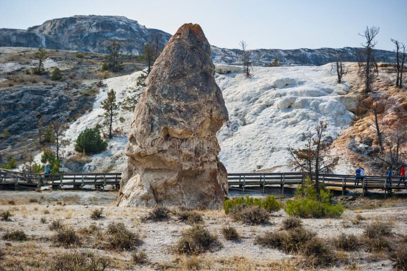 Liberty Cap Rock Formation at Mammoth Hot Springs with Copy-Space Stock ...