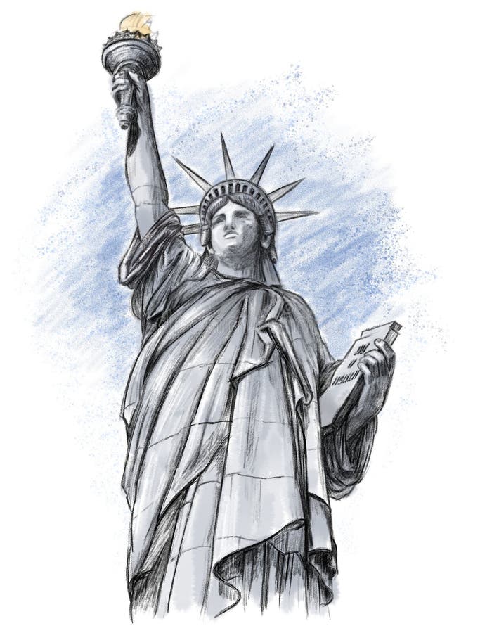 Realistic Drawing Statue Of Liberty