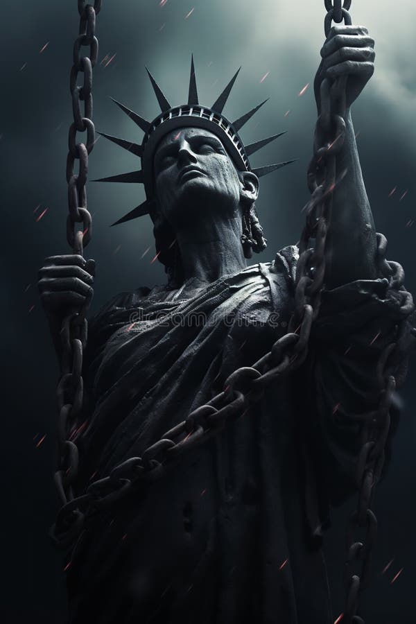 Liberty Statue Covered in Chains, AI-generated. Stock Illustration ...