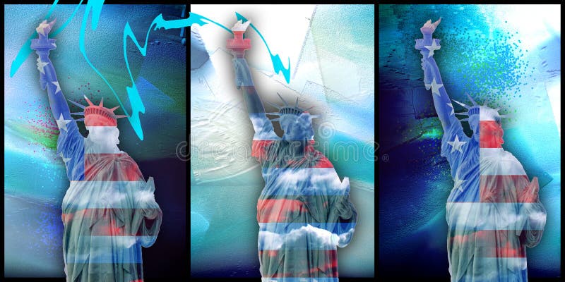 Liberty Statue in National Colors Stock Illustration - Illustration of ...