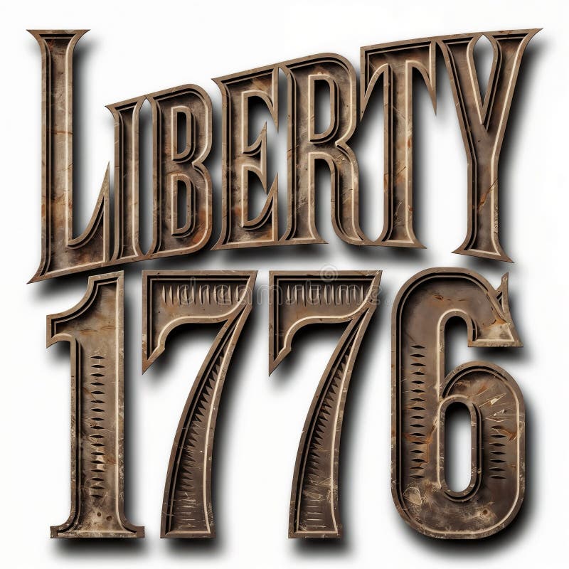Liberty 1776 Text Design with Metallic and Rustic Texture Stock ...