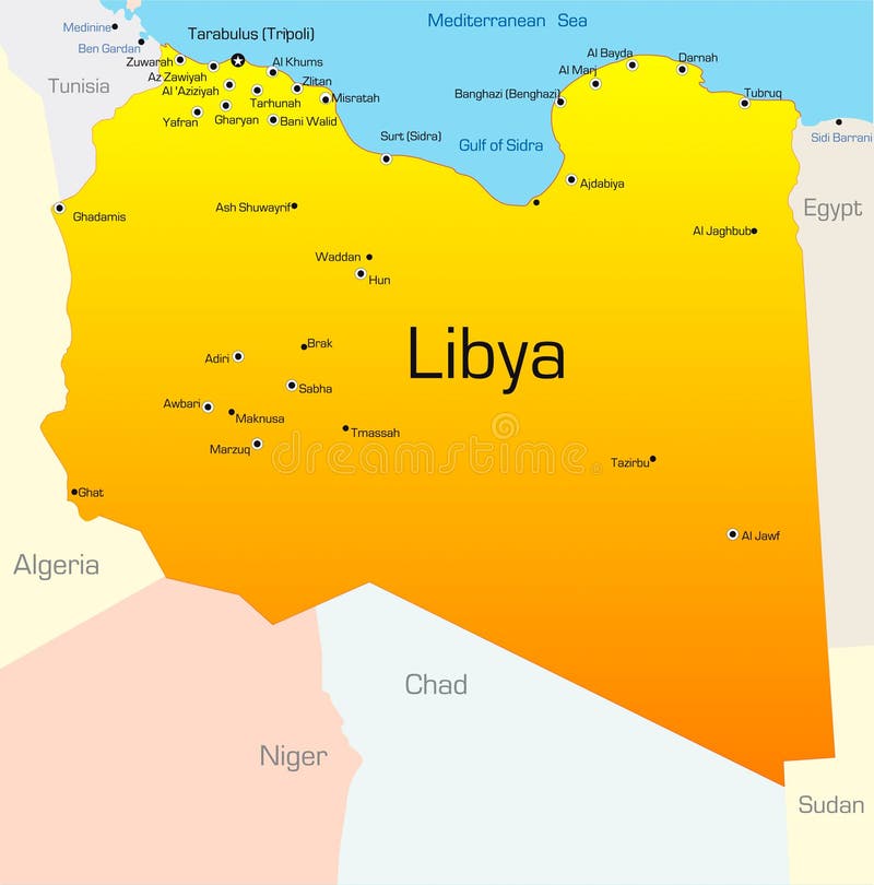 Mapa político de Libia ilustración del vector. Ilustración de mundo ...