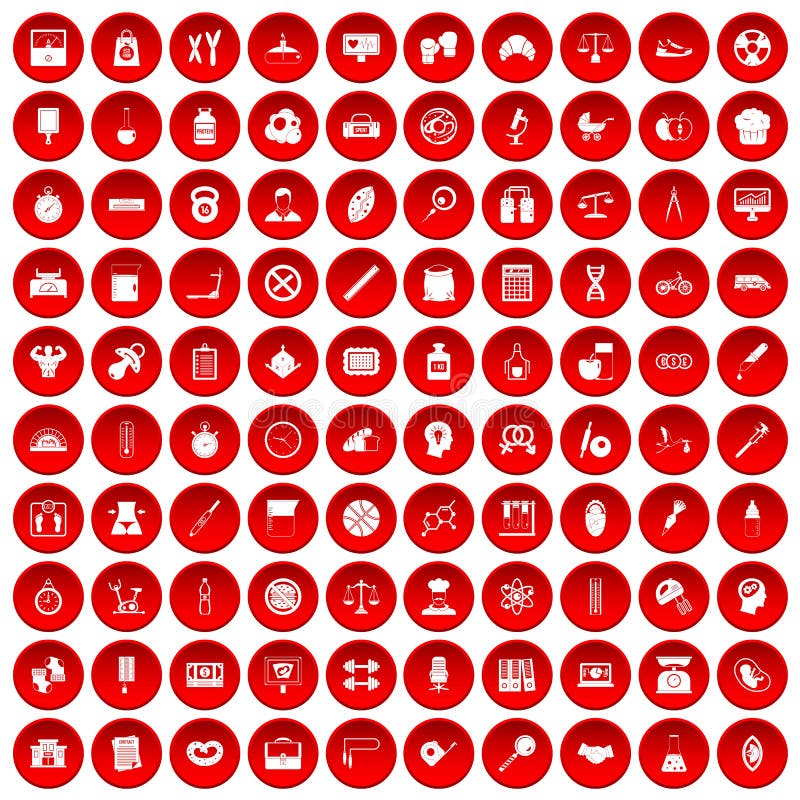 100 libra icons set red stock vector. Illustration of caliper - 96649211
