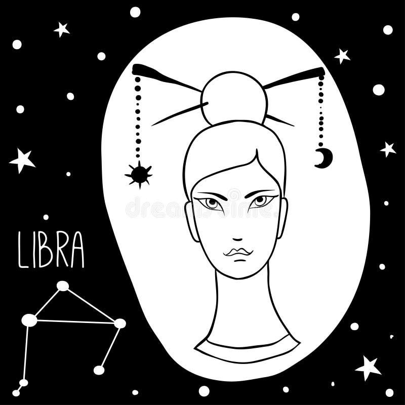 Libra. Mujer Con Signo De Zodiaco Ilustración del Vector - Ilustración ...