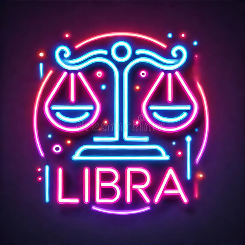 Libra Neon stock illustration. Illustration of symbol - 348130806