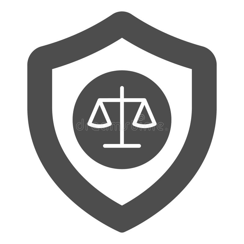 Libra Scales on Safety Emblem Solid Icon, Jurisprudence Concept. Vector ...