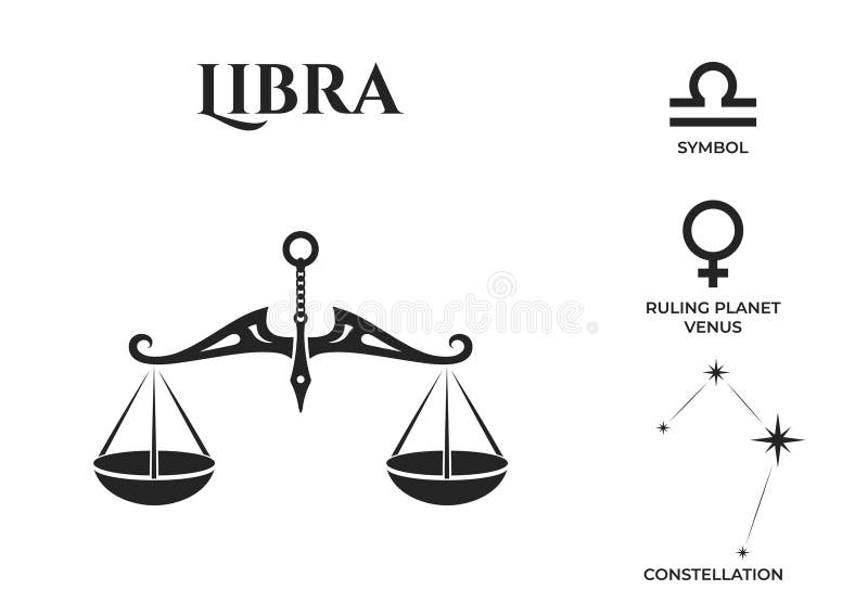 Libra Zodiac Sign, Constellation and Mars Ruling Planet Symbol ...
