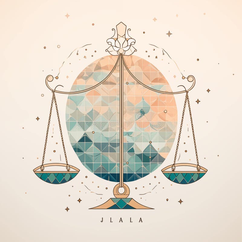 Libra Zodiac Sign Digital Design Stock Illustration - Illustration of ...