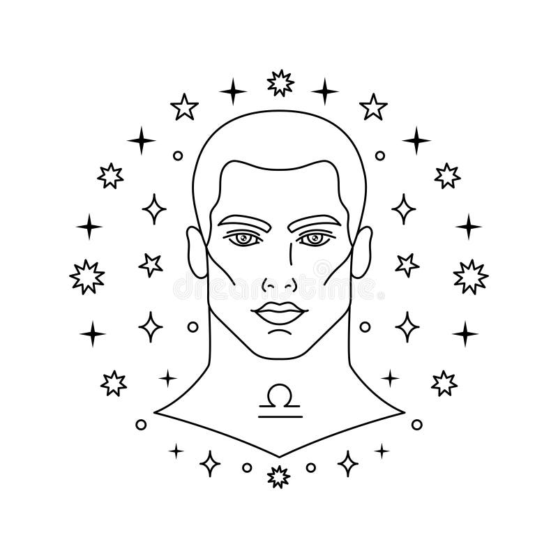Libra zodiac sign stock vector. Illustration of face - 271316632