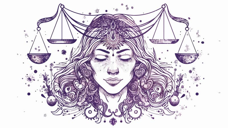 Libra Zodiac Sign Line Art Vector Illustration Stock Illustration ...