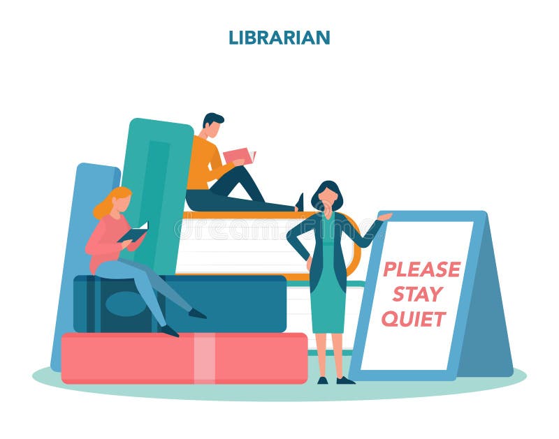 Librarian Concept Set. Library Staff Holding and Sorting Book Stock ...