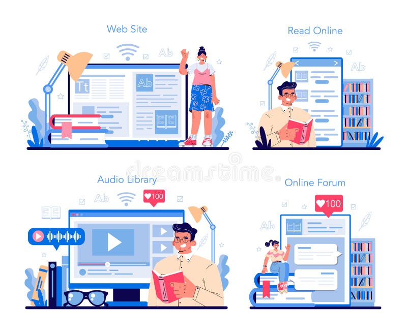 Librarian Online Service or Platform Set. Library Staff Cataloguing ...