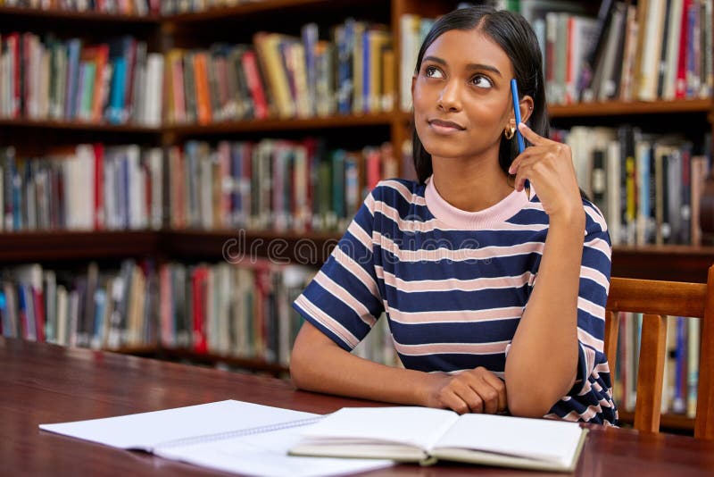 Libraries Were Full of Ideas. a Young Woman Studying in a College ...