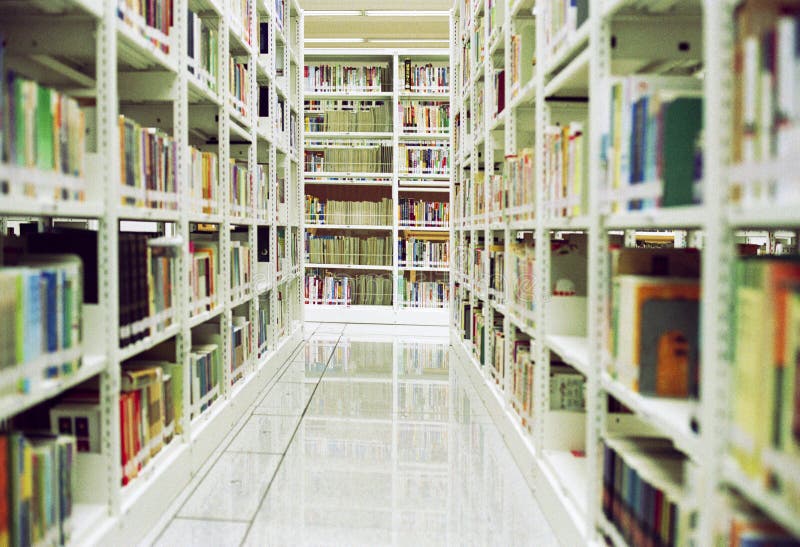 Library Aisle stock image. Image of room, record, back - 4340155