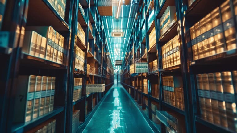 Library Aisle with Shelves Full of Books Stock Image - Image of quiet ...