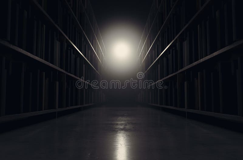 Library Aisle and Spotlight Stock Illustration - Illustration of ...
