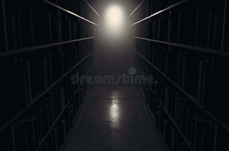 Library Aisle and Spotlight Stock Illustration - Illustration of empty ...