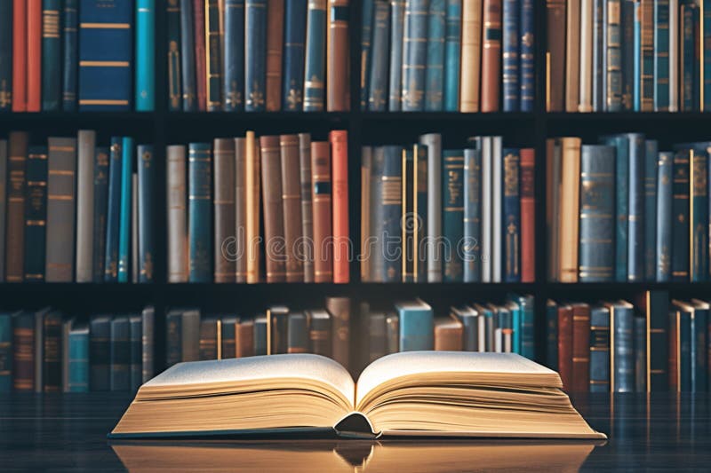 Library Allure Stacks of Books Create a Backdrop for Education Stock ...