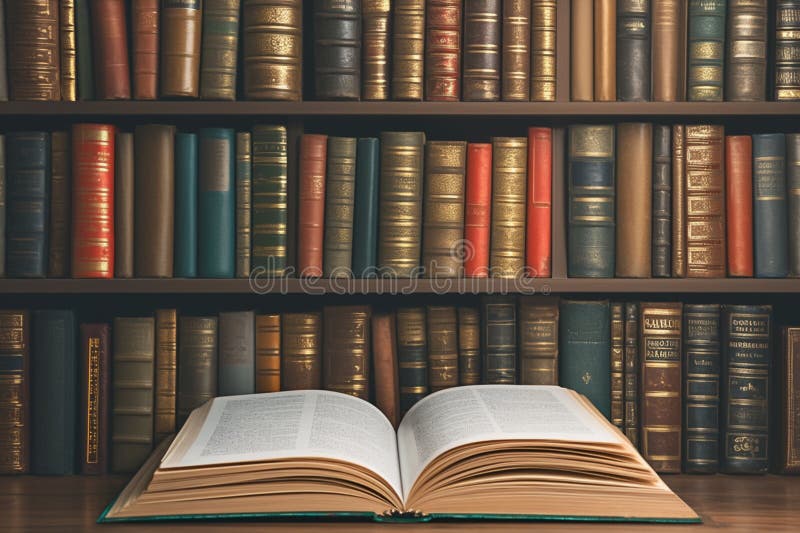 Library Allure Stacks of Books Create a Backdrop for Education Stock ...