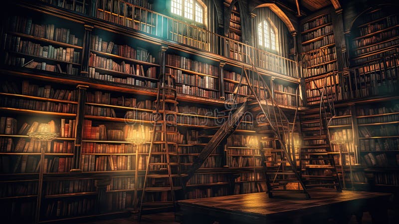 Library Background Dark Color Stock Illustration - Illustration of ...