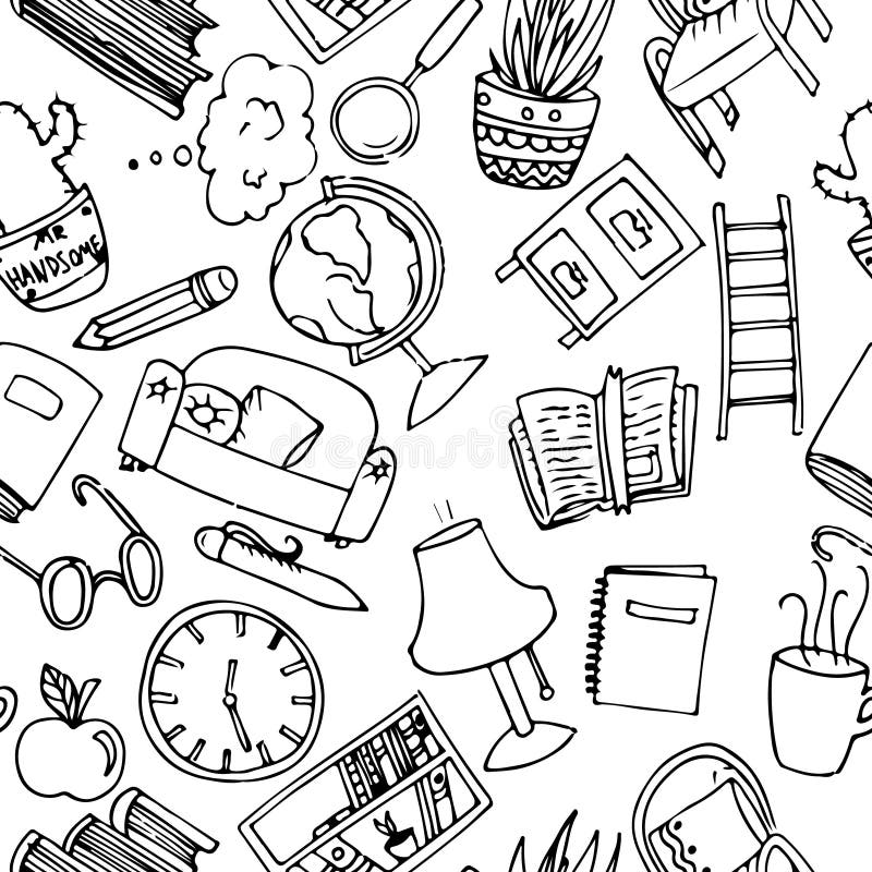 Background Book Doodle Library Shelf Stock Illustrations – 301 ...