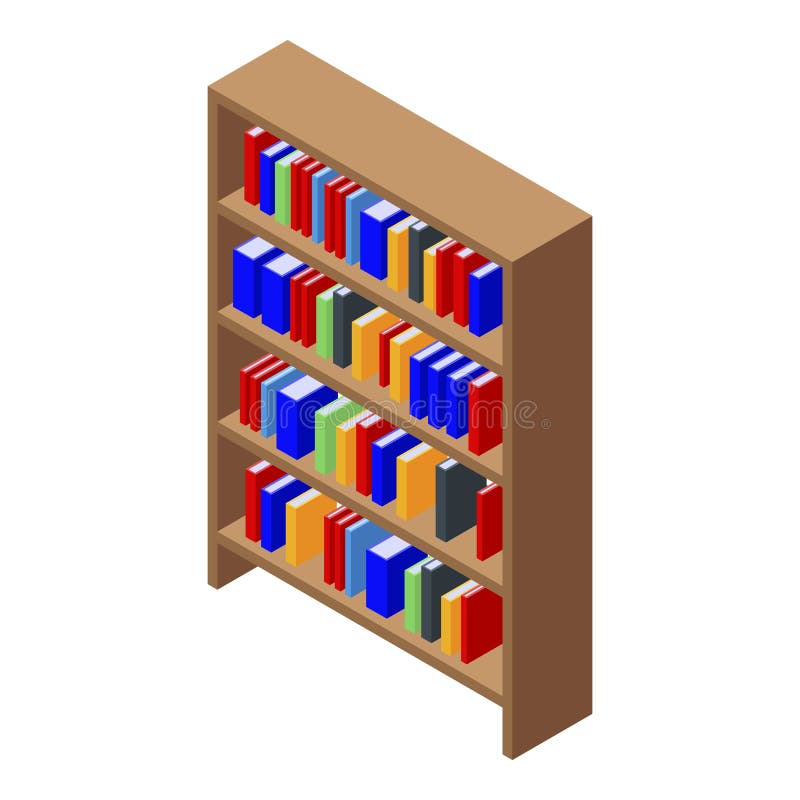 Library Book Shelf Icon, Isometric Style Stock Vector - Illustration of ...