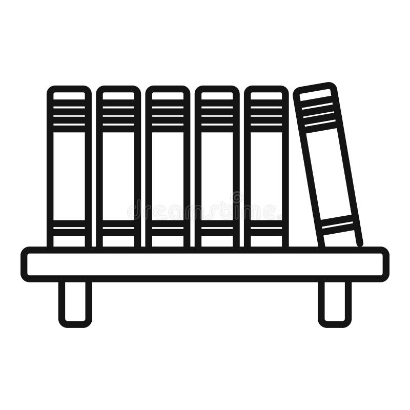 Book on Shelf Icon, Outline Style. Stock Illustration - Illustration of ...