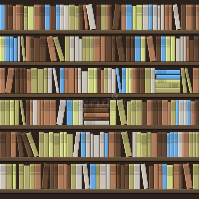 Library Book Shelf Seamless Background. Vector Stock Vector ...