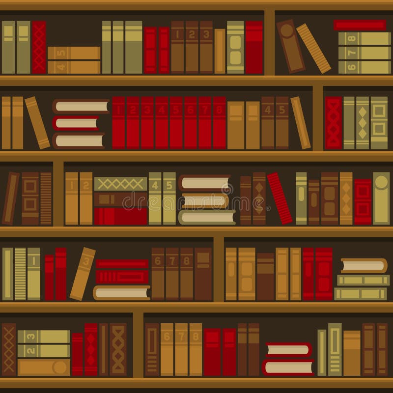 Library Book Shelf Seamless Background. Vector Stock Vector ...