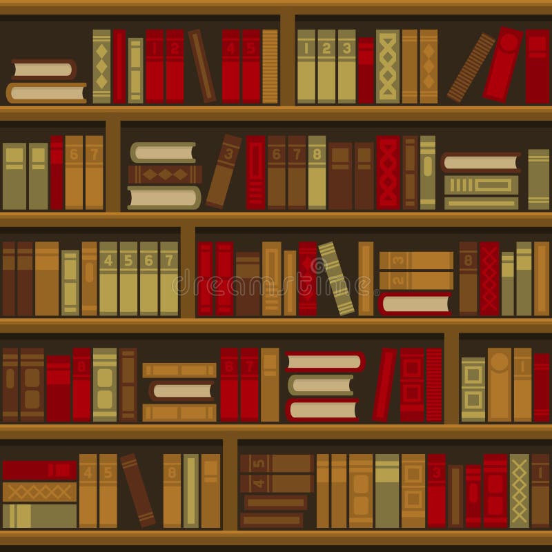 Library Book Shelf Seamless Background. Vector Stock Vector ...
